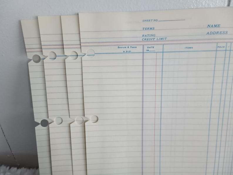 Vintage Boorum & Pease Large White Ledger Journal Paper Pages A3121 Lot ...