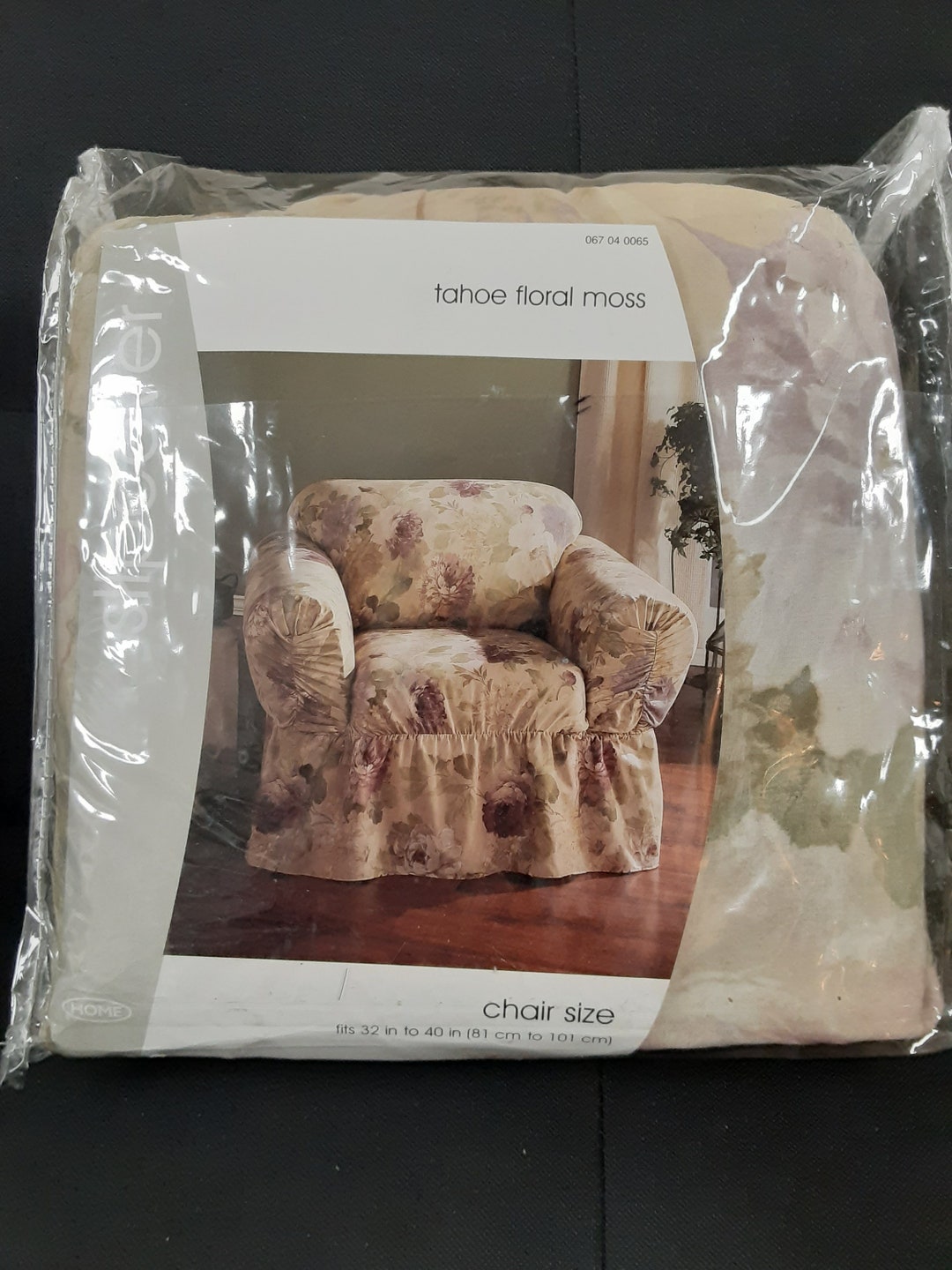 Vintage Tahoe Floral Moss Chair Slipcover New in Package Semi-fitted ...