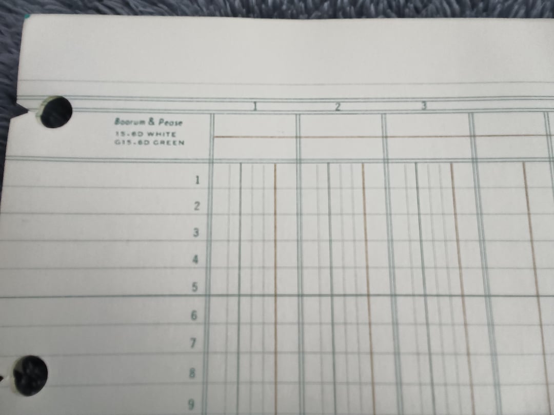 Vintage Boorum & Pease Green Ledger Journal Paper Pages G15-6D Lot of ...