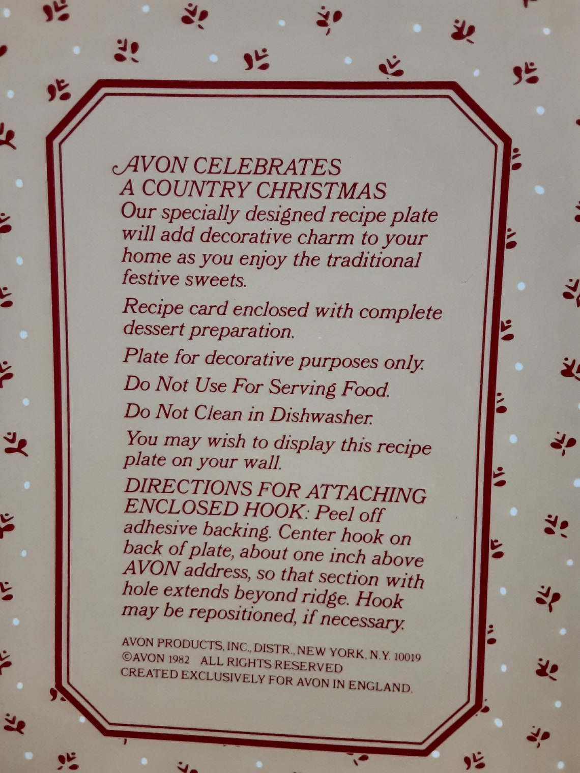 Vintage Avon Hospitality Sweets Recipe Plate New in Box Blueberry ...