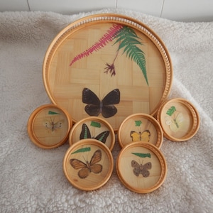 Pressed Butterfly Tray and Coaster Set - Etsy