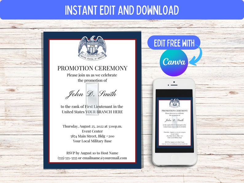 Military "eagle" OFFICER Announcement-promotion, Retirement, Commission ...