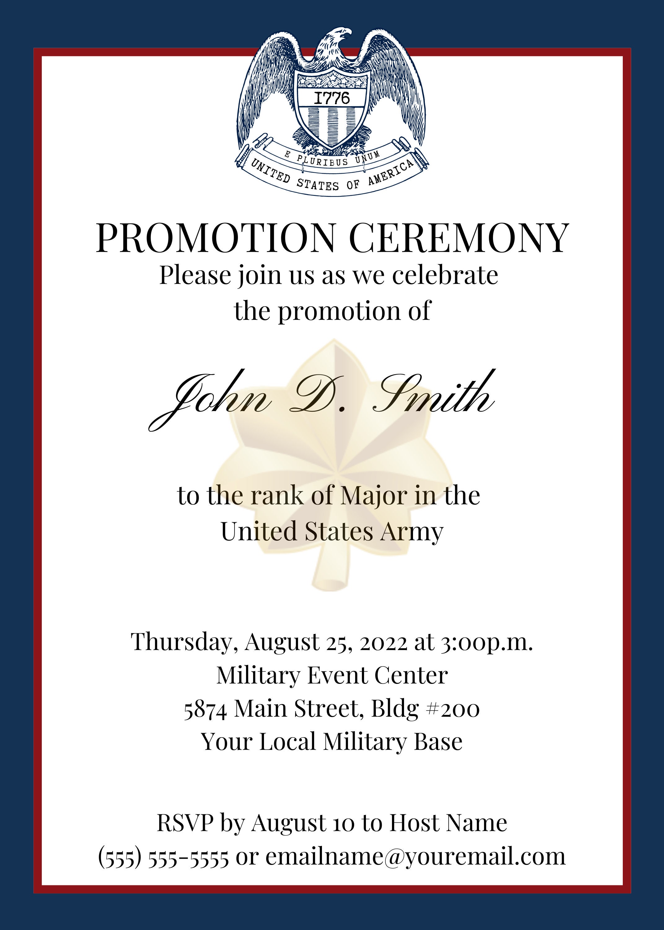Army "eagle" Announcement -promotion, Retirement, Commission ...