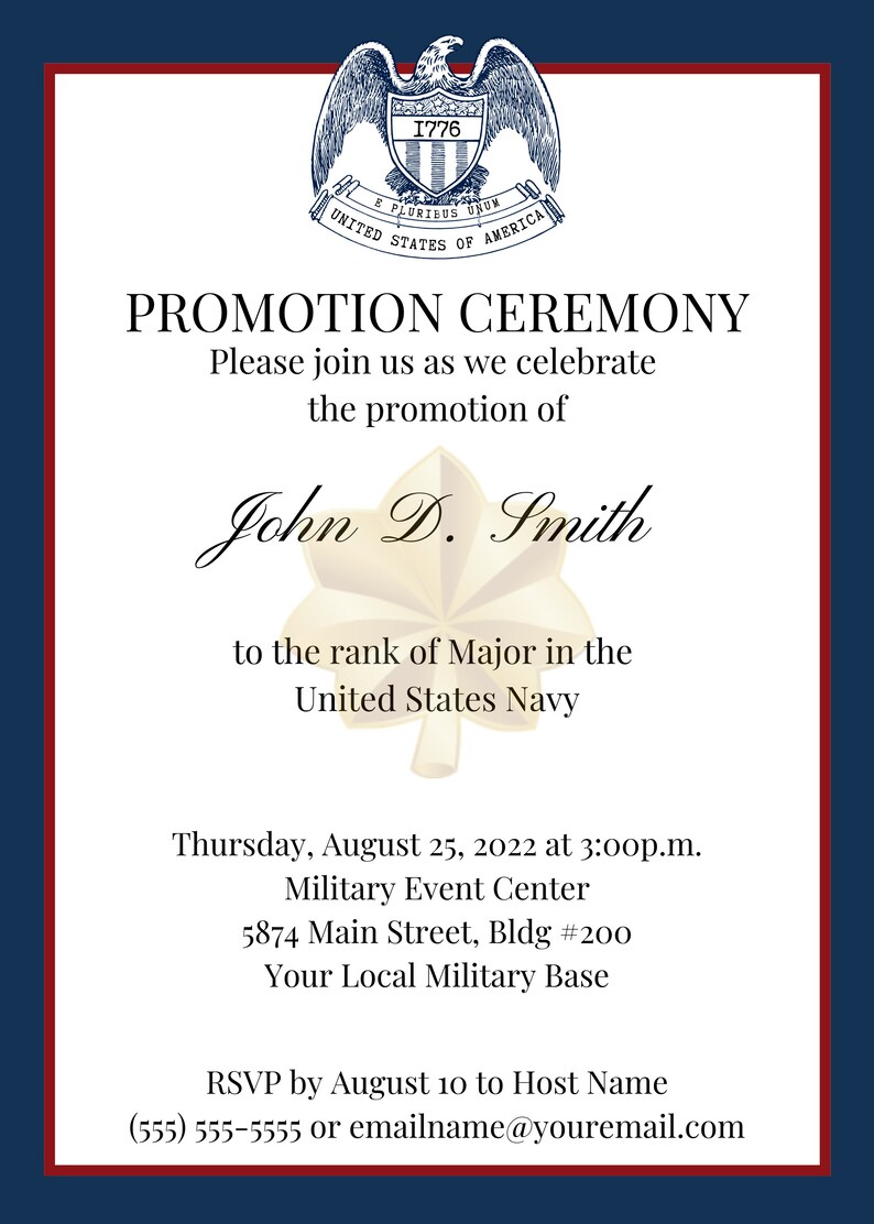Navy "eagle" Announcement -promotion, Retirement, Commission ...
