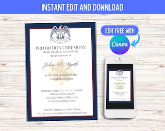Army Promotion Invitation Enlisted Officer Military Digital Download - Etsy