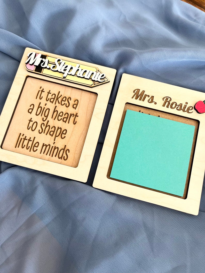 Personalized Teacher Sticky Note Pad Holder, Pencil Style Custom Name ...
