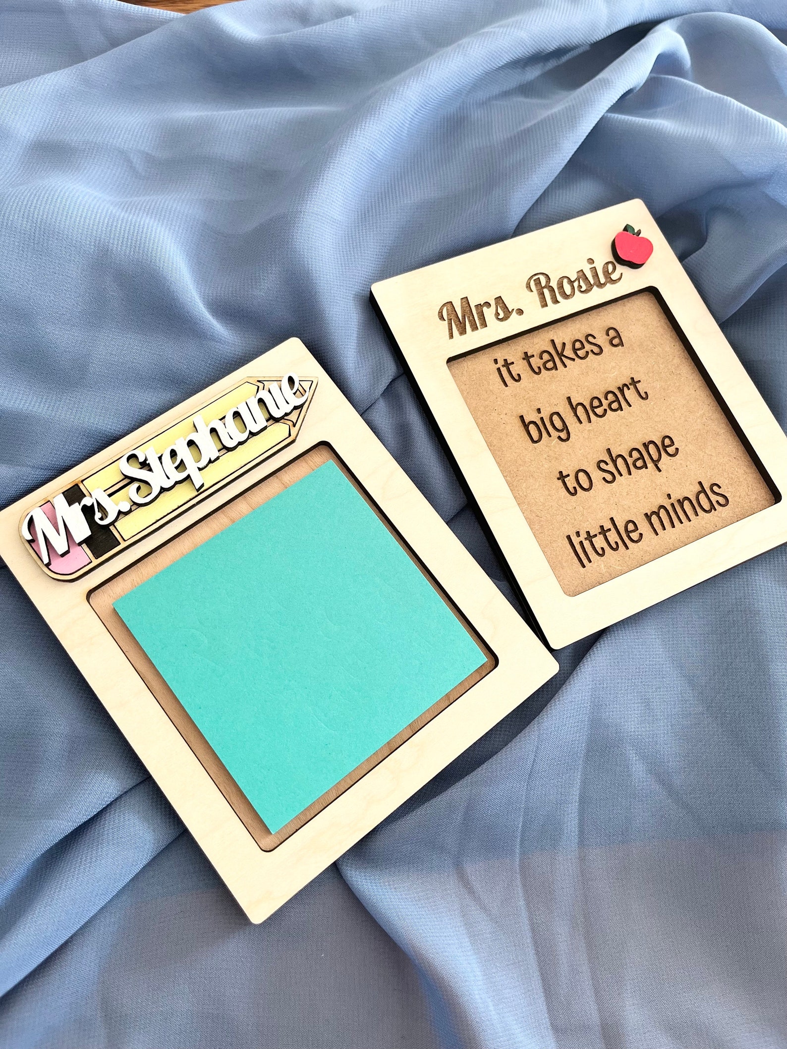 Personalized Teacher Sticky Note Pad Holder, Pencil Style Custom Name ...