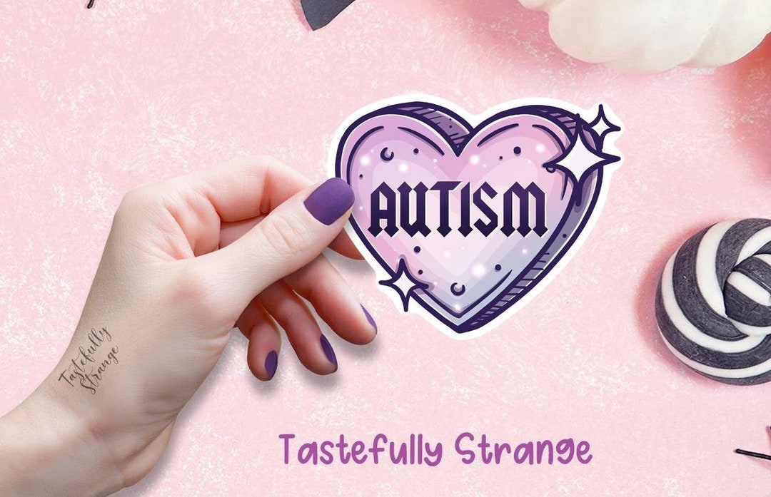 Spooky Cute Pastel Goth Sparkles Autism Sticker Heart Sticker - Mental ...