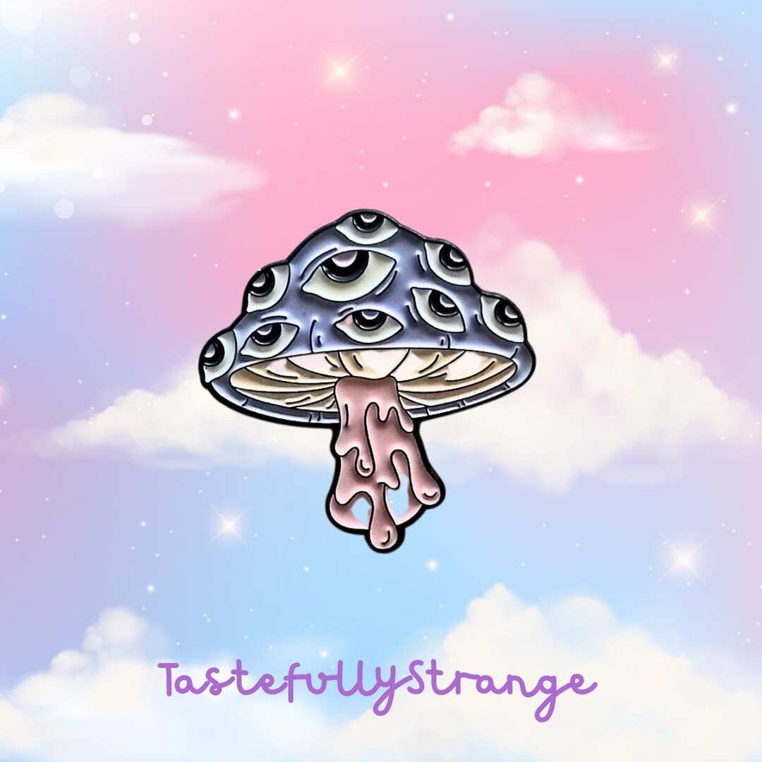 All-seeing Shroom Enamel Pin – Drippy Pastel Mushroom With Eyes - Etsy