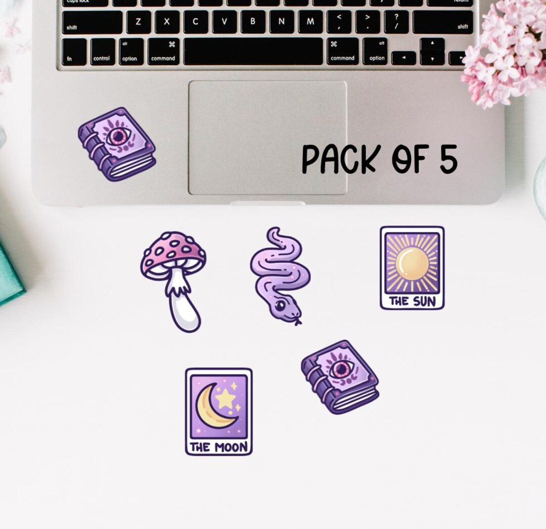 Kawaii Witchcore Sticker Pack: Pastel Goth Tarot, Snake, Mushroom (5 ...