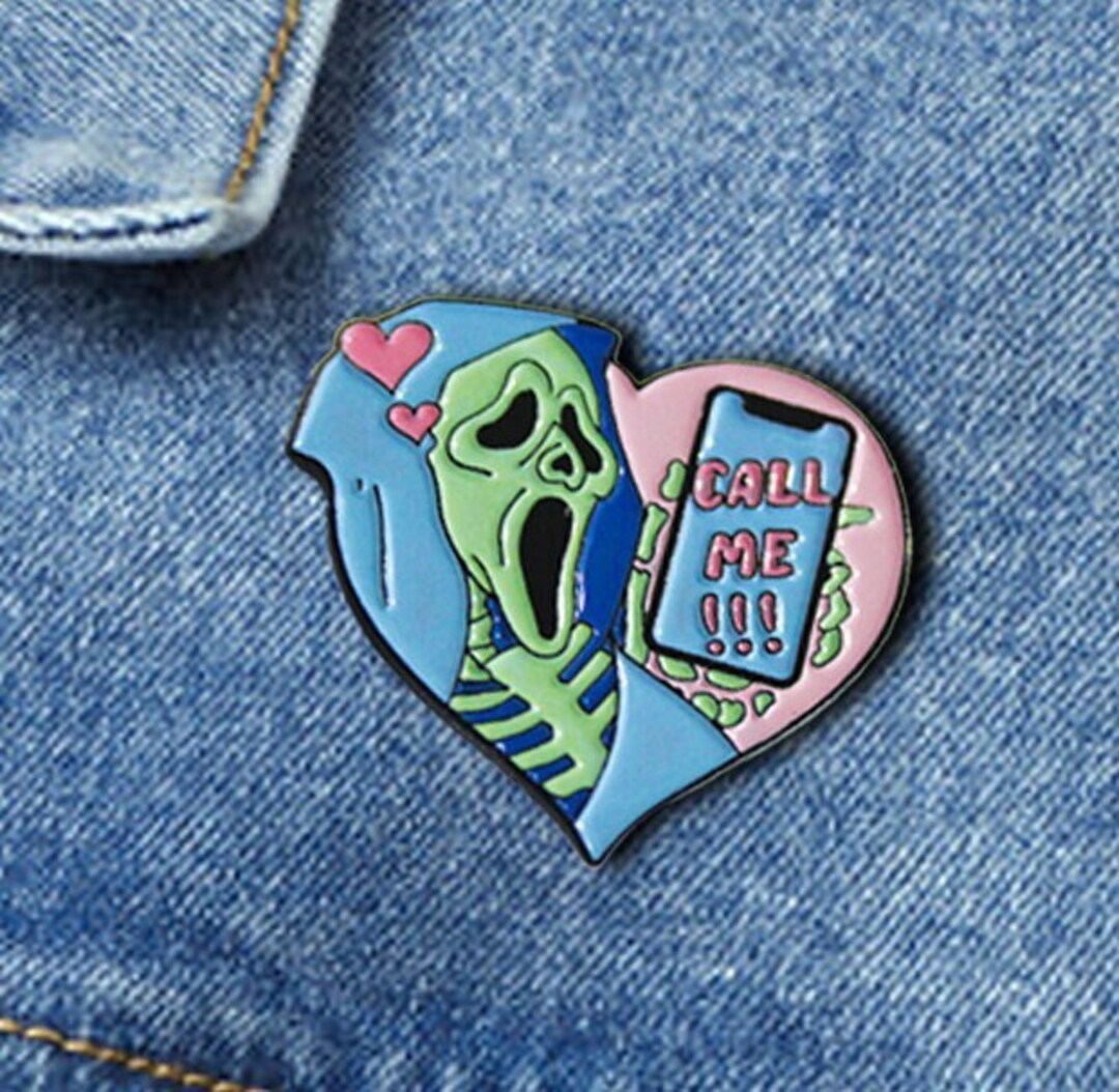 Scream Ghost Call Me Heart Shaped Spooky Enamel Pin/horror Movie Pin ...