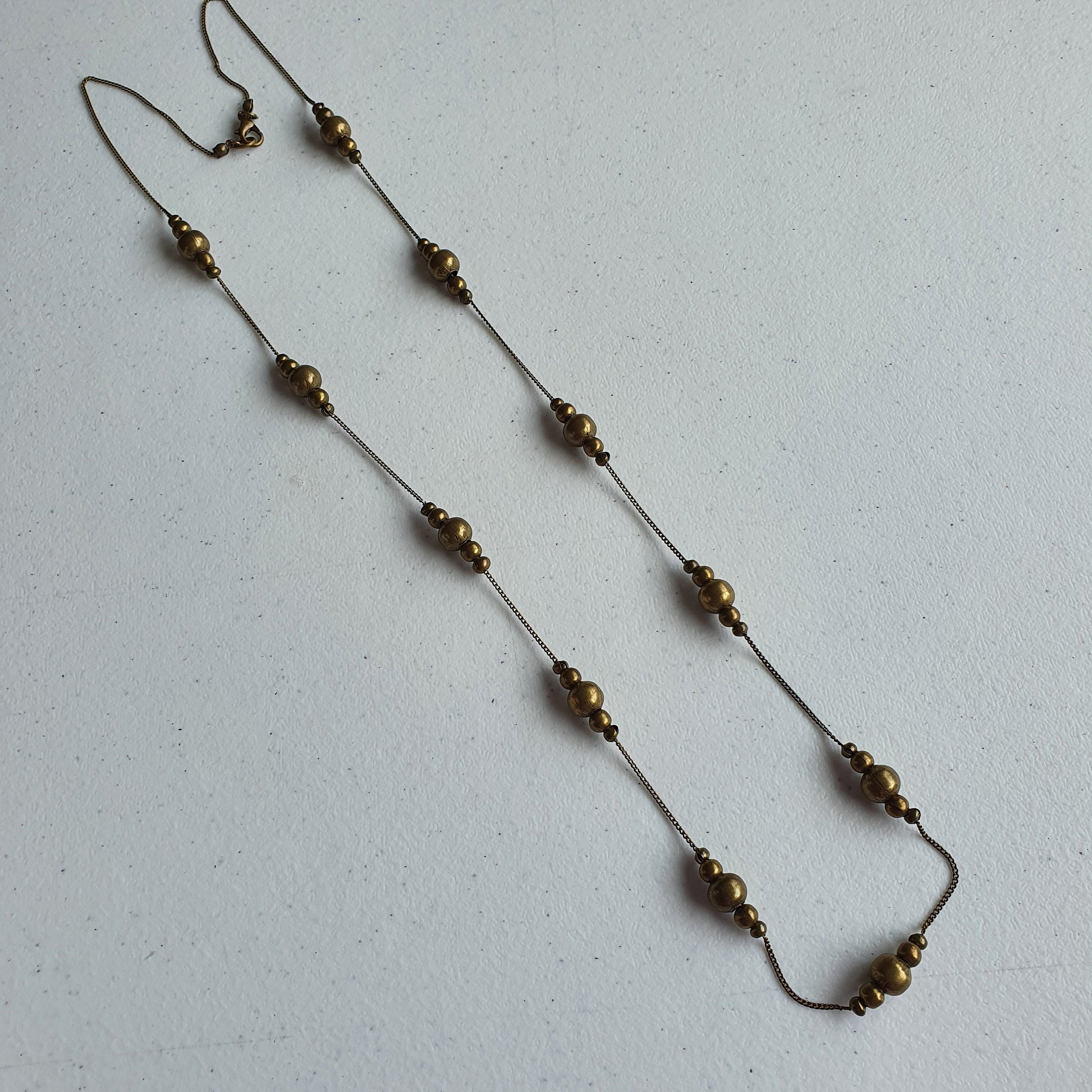 Antique bronze chain necklaceLong bronze necklaceBronze | Etsy