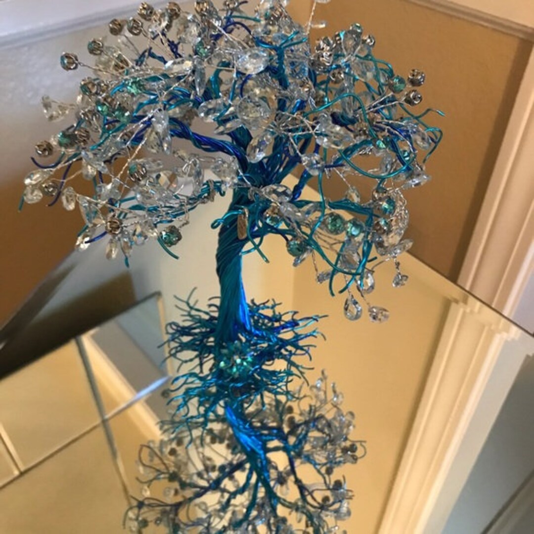 Blue and Turquoise Shimmer Tree. Limited Time Sale 100.00 Off - Etsy