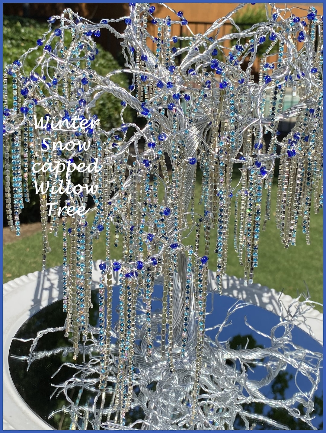 Winter Snow-capped Willow Tree (blue) - Etsy
