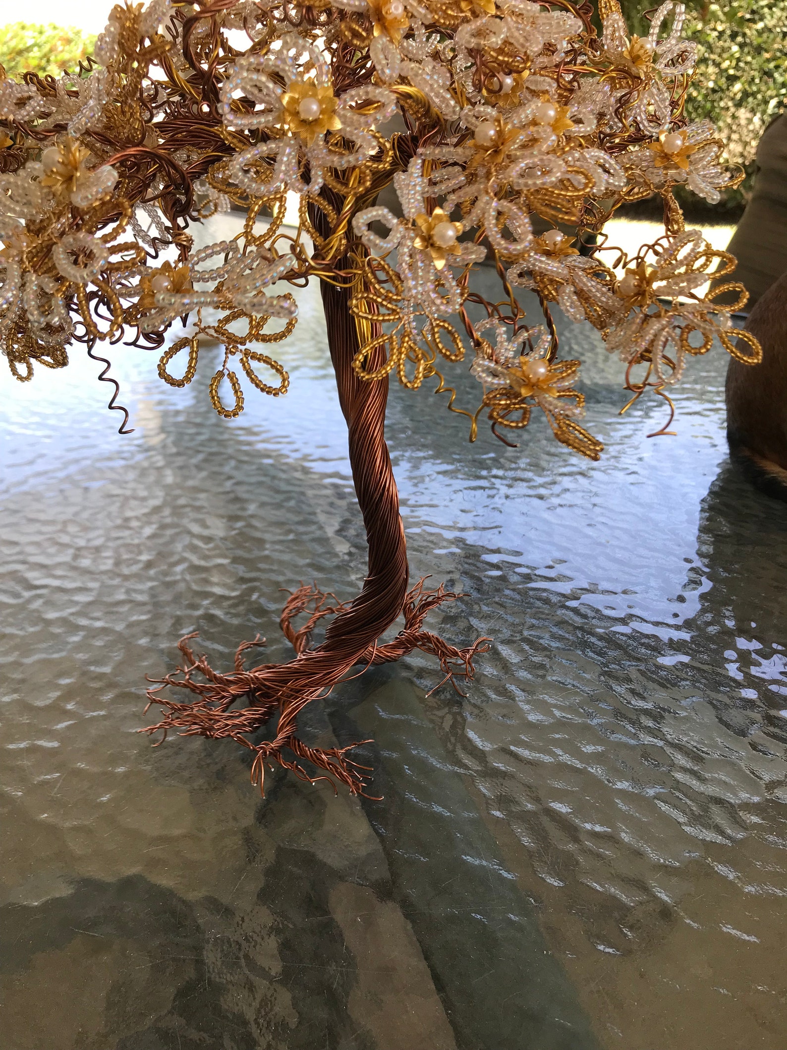 Calming Copper and White Tree With Flowers of Gold Pedals and Pearl ...