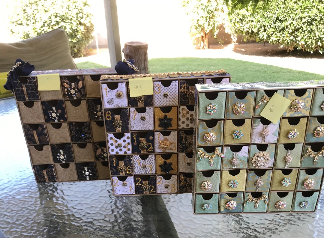 Handmade Rhinestone Advent Calendar, 25 Drawer Holiday Decor - Etsy