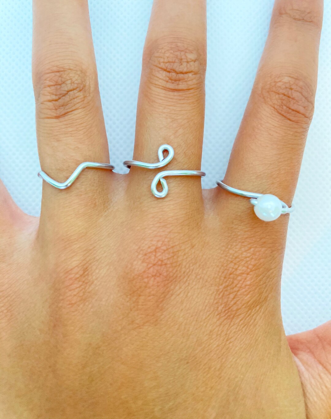 Sterling Touch Ring Set 3 Silver Ring Set,handmade Wire Rings,dainty ...