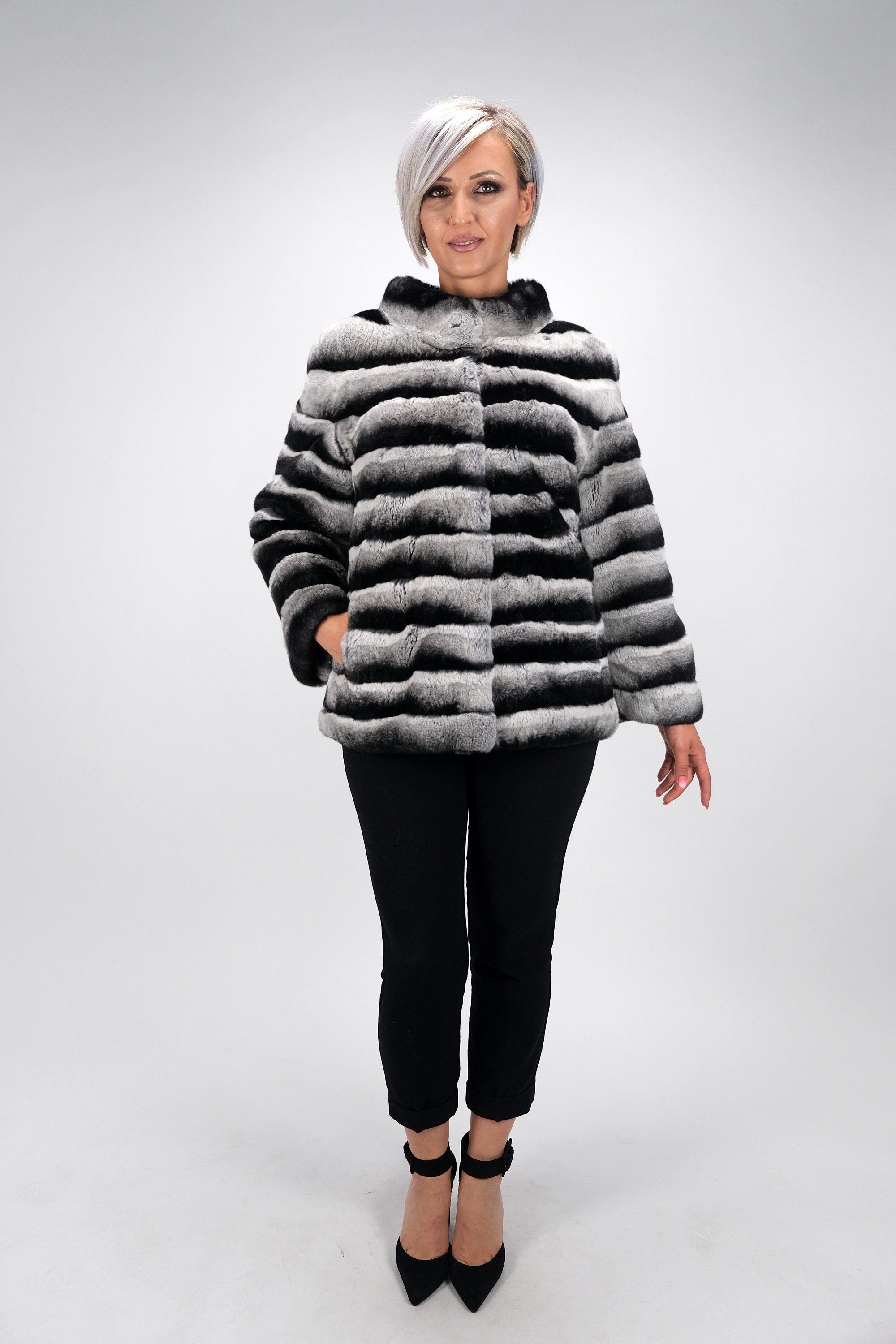 Real Fur Rex Collared Jacket / Natural Rex Fur / Luxury Gift / Elegant ...