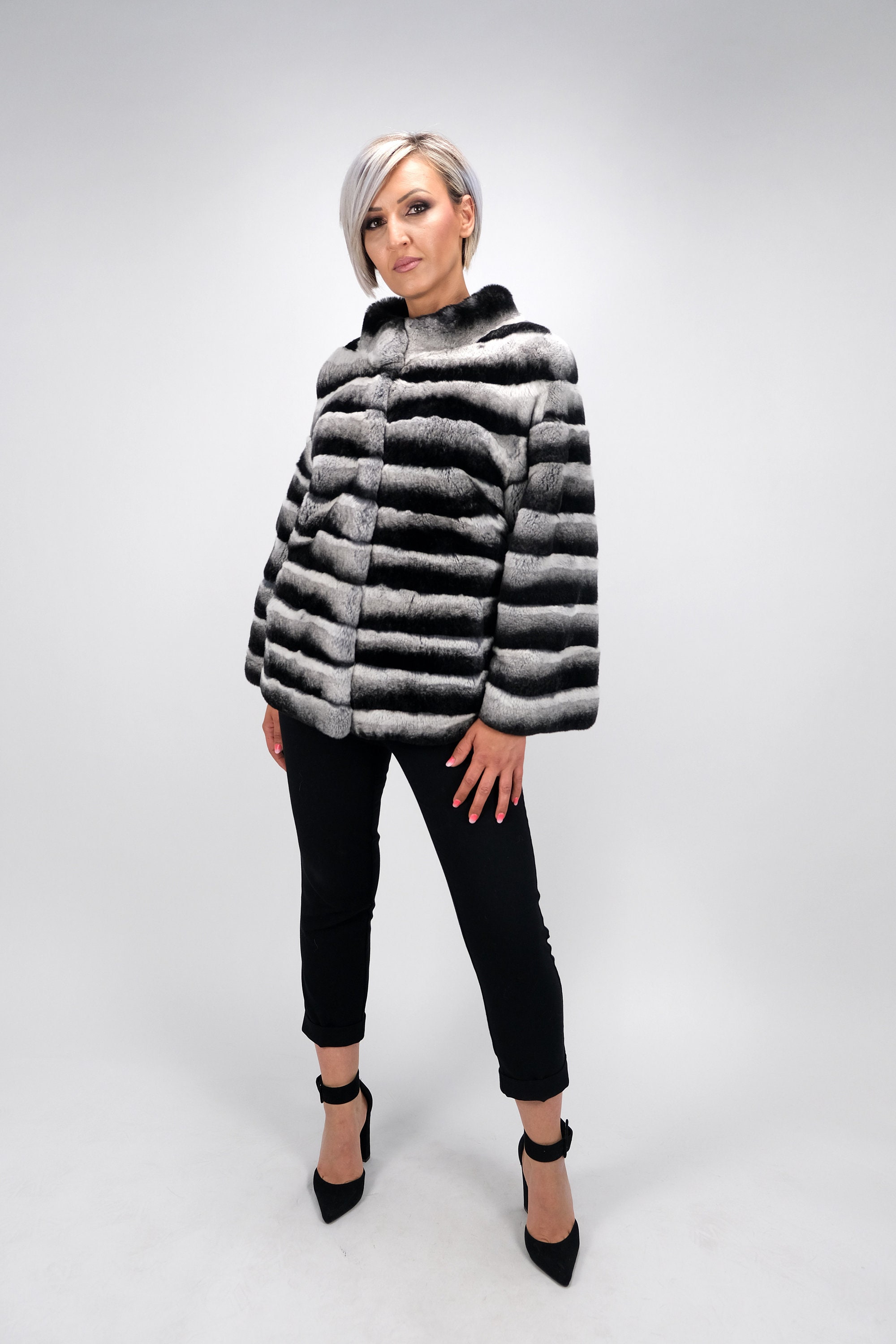 Real Fur Rex Collared Jacket / Natural Rex Fur / Luxury Gift / Elegant ...