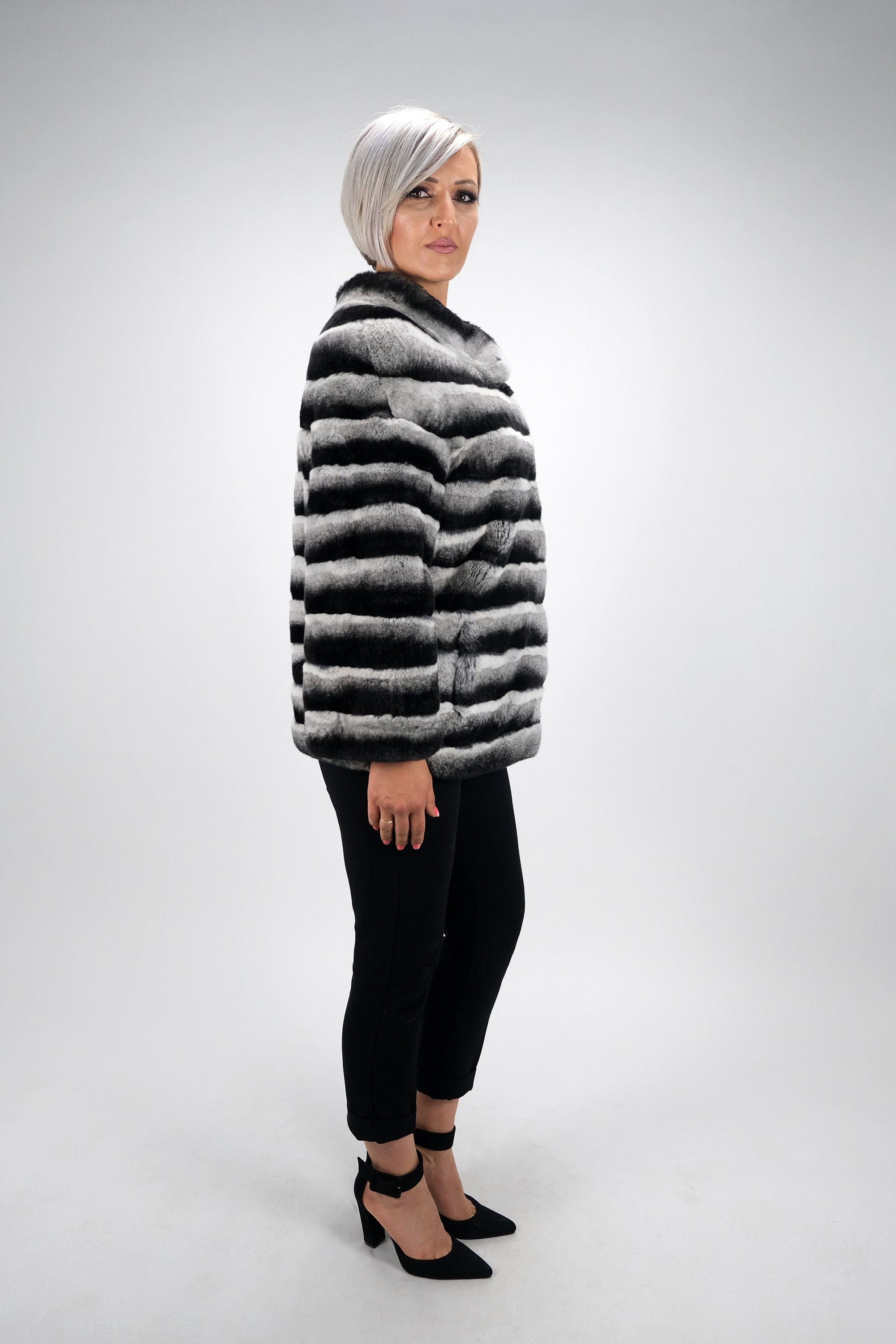 Real Fur Rex Collared Jacket / Natural Rex Fur / Luxury Gift / Elegant ...