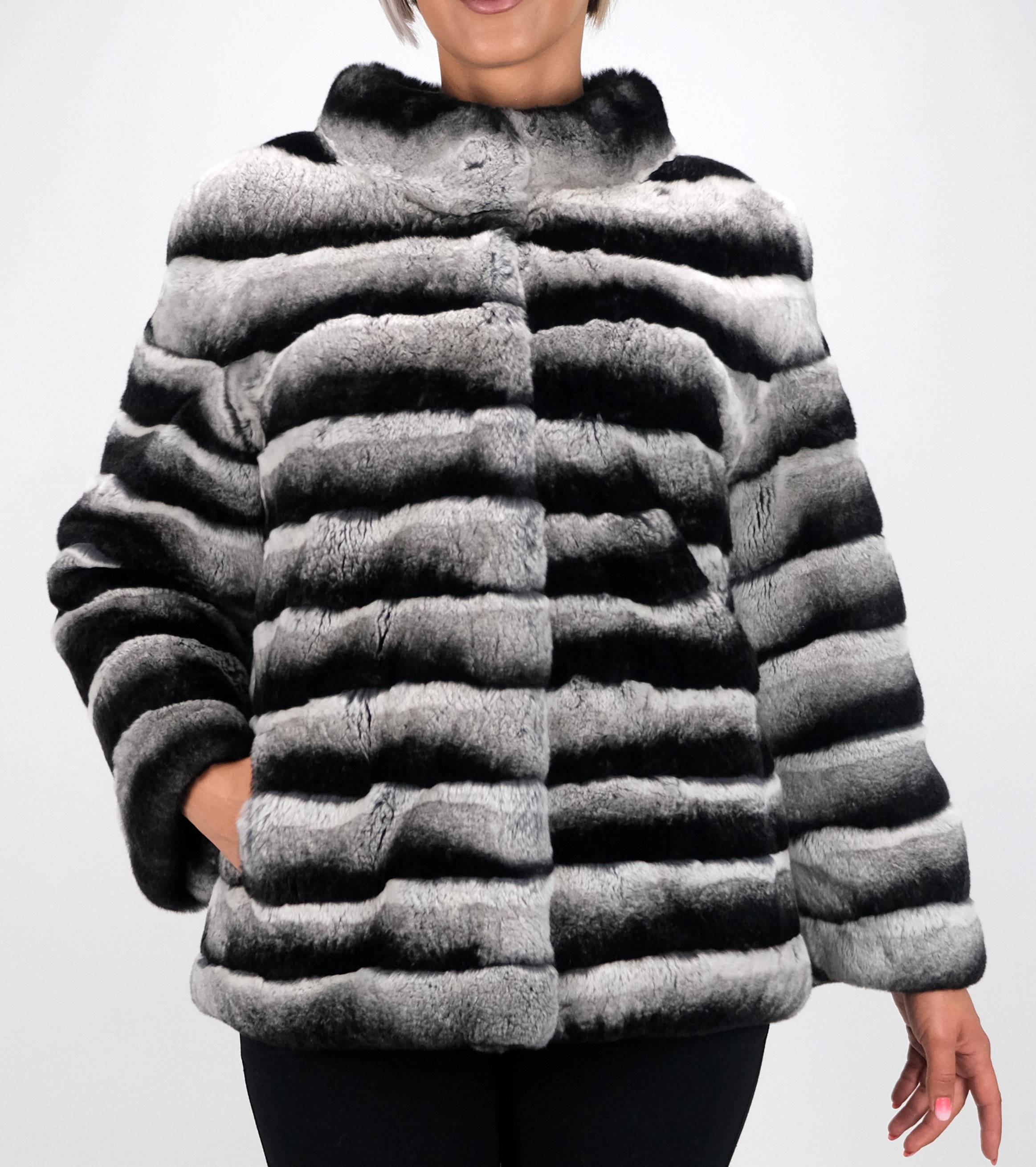 Real Fur Rex Collared Jacket / Natural Rex Fur / Luxury Gift / Elegant ...