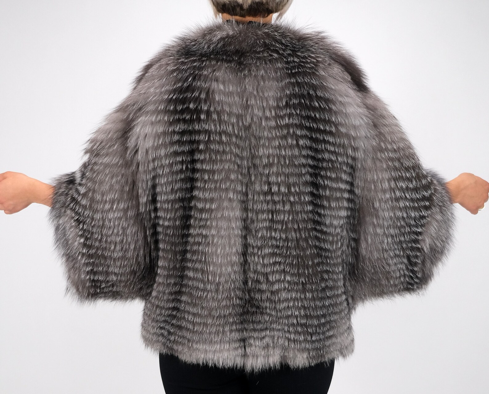 Real Fur Fox Frost Collarless Cape / Natural Fox Fur / Elegant Style ...
