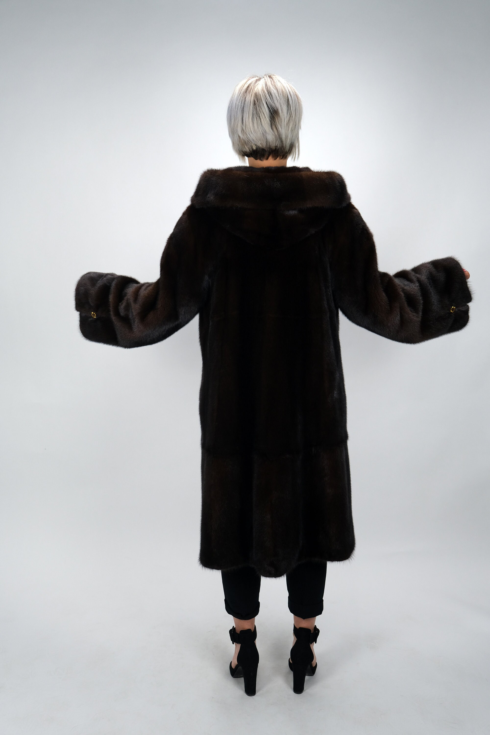 Echte bont nerts mahonie kap jas / natuurlijke nerts bont / klassieke ...