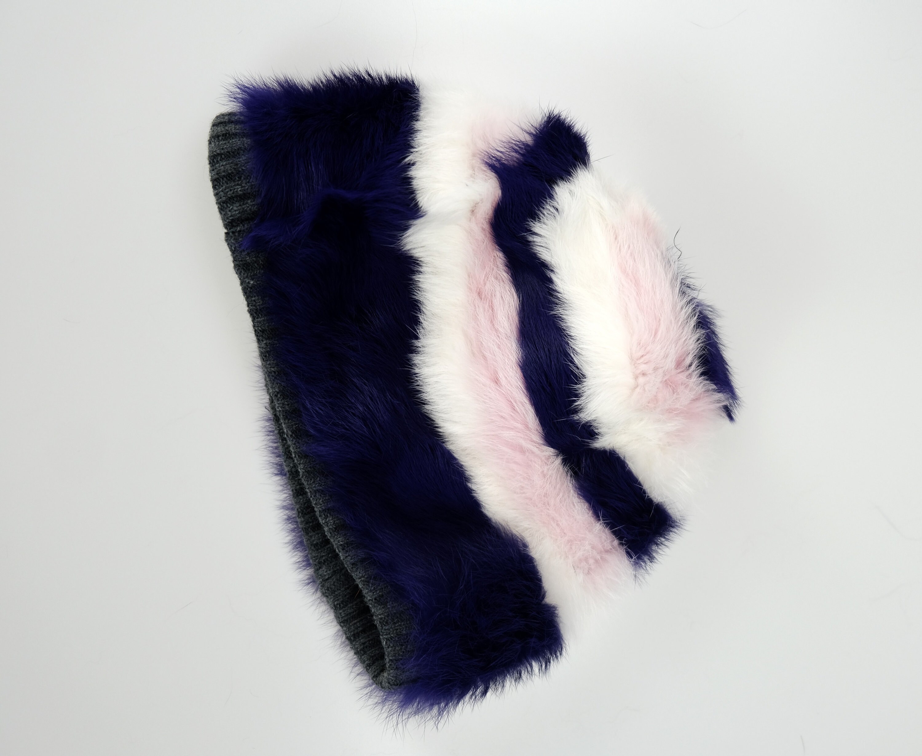 Real Fur Rabbit Multicolor Cap Hat Trimmed With Wool / Natural - Etsy