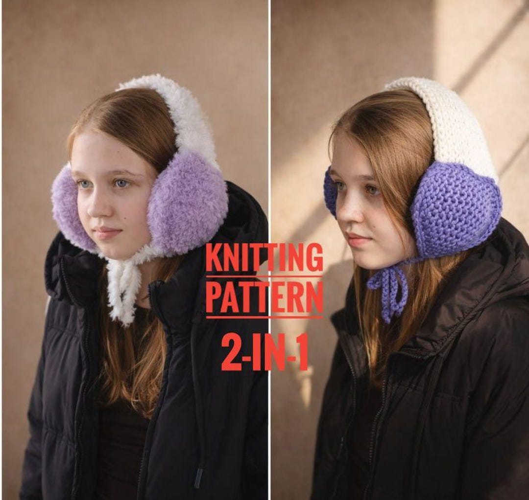 Heart Earmuffs Knitting Pattern, Cozy Ear Warmers PDF, Cute Winter ...