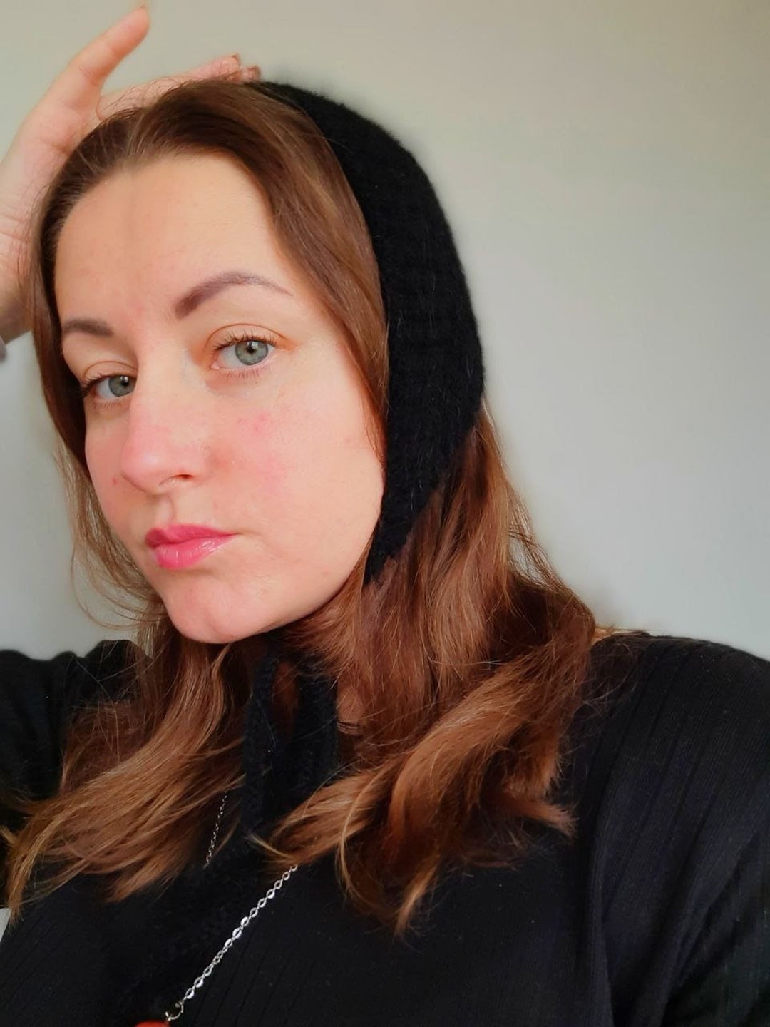 Crochet Bonnet Headband for Women – Trendy Angora Yarn Hood / Soft ...