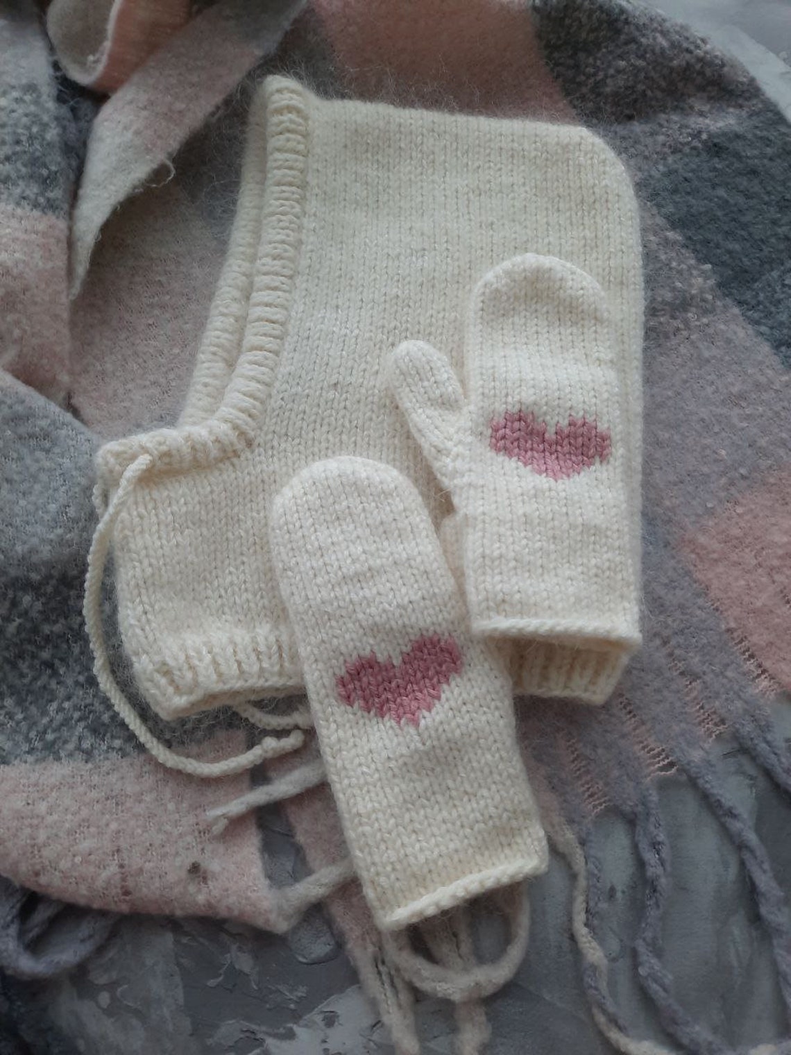 Mohair Heart Mittens / Alpaca Fur Mittens / Christmas Wool Mittens ...