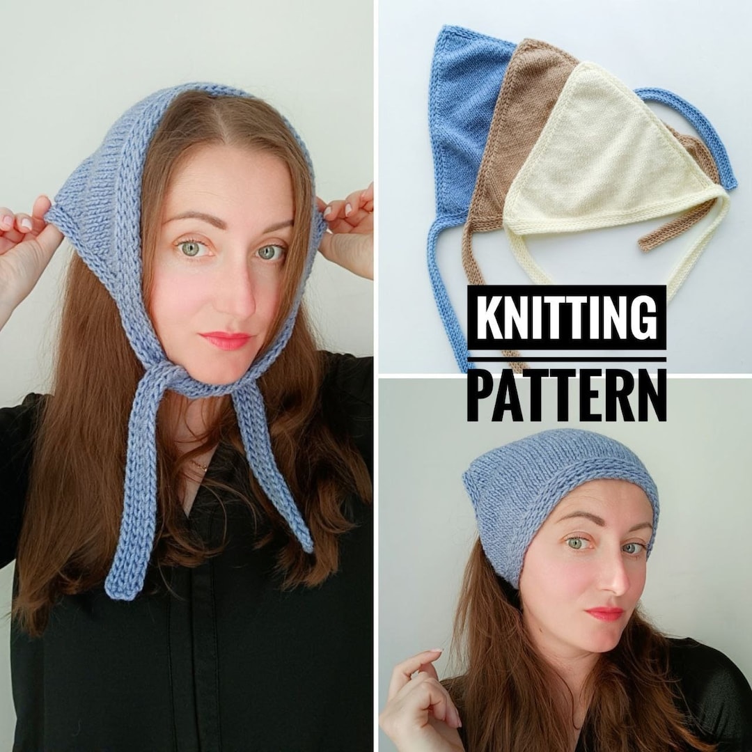 Pdf Pattern Kerchief / Vintage Knitting Bandana Scarf / Headscarf Triangle Scarf Pattern / Knit ...