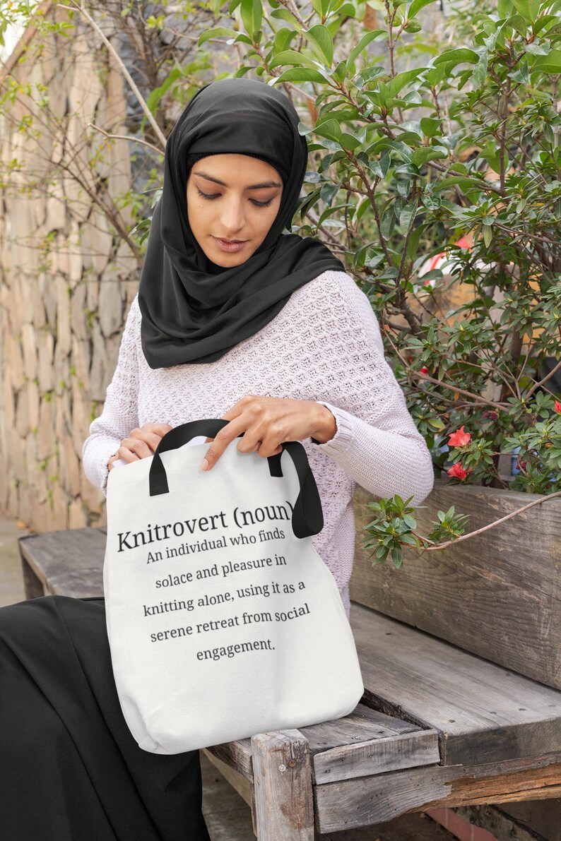 Knitrovert Tote Bag / Funny Introvert Bag / Knitting Joke Tote Bag ...