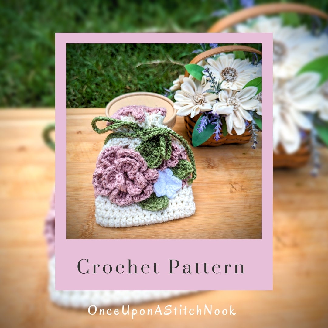 Crochet Pattern Small Flower Bag / Cottagecore Wedding/ Intermediate Crochet Instructions/ Rose ...