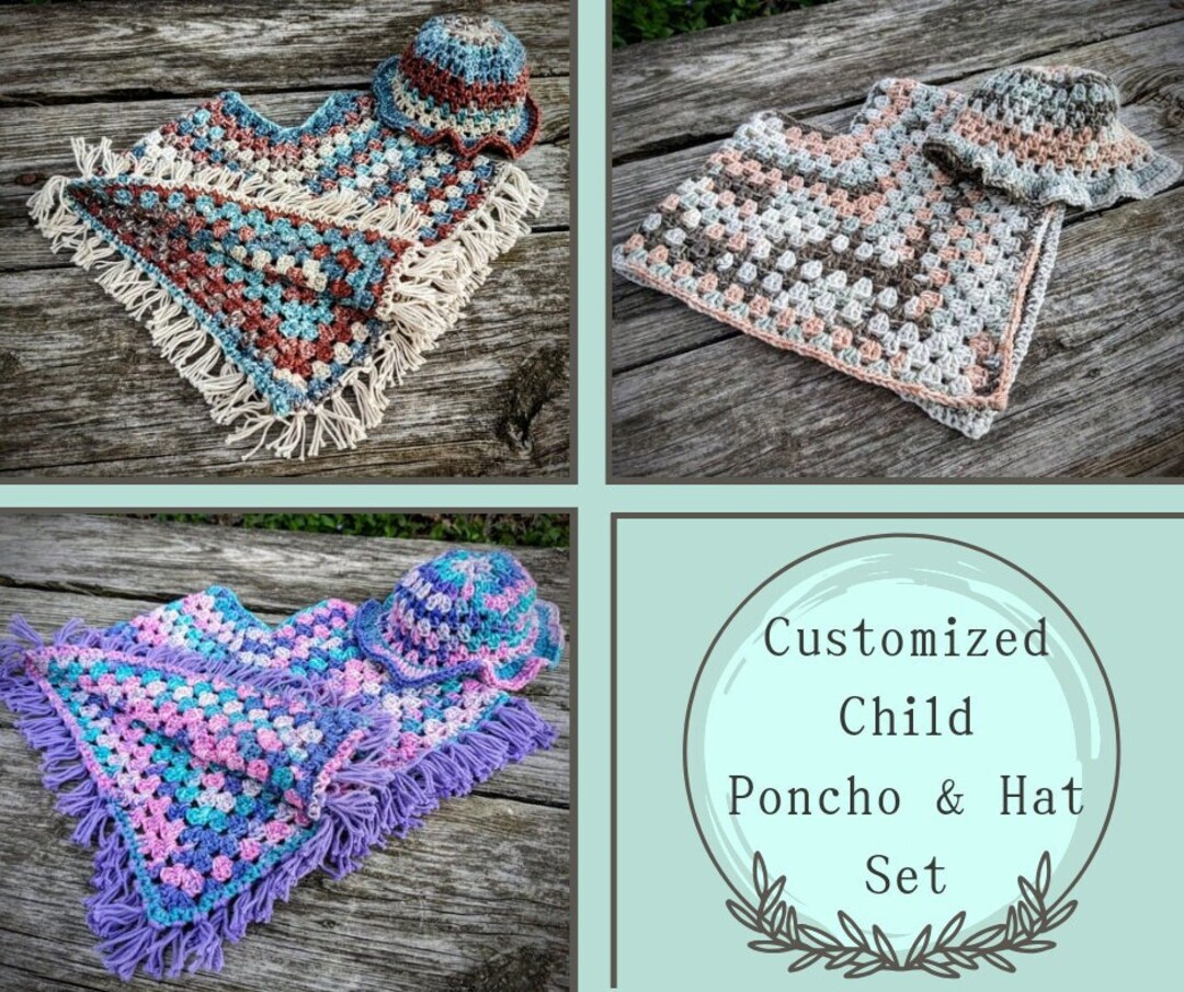 Custom Kid Crochet Poncho / Make Your Own Outfit / Customizable Poncho ...
