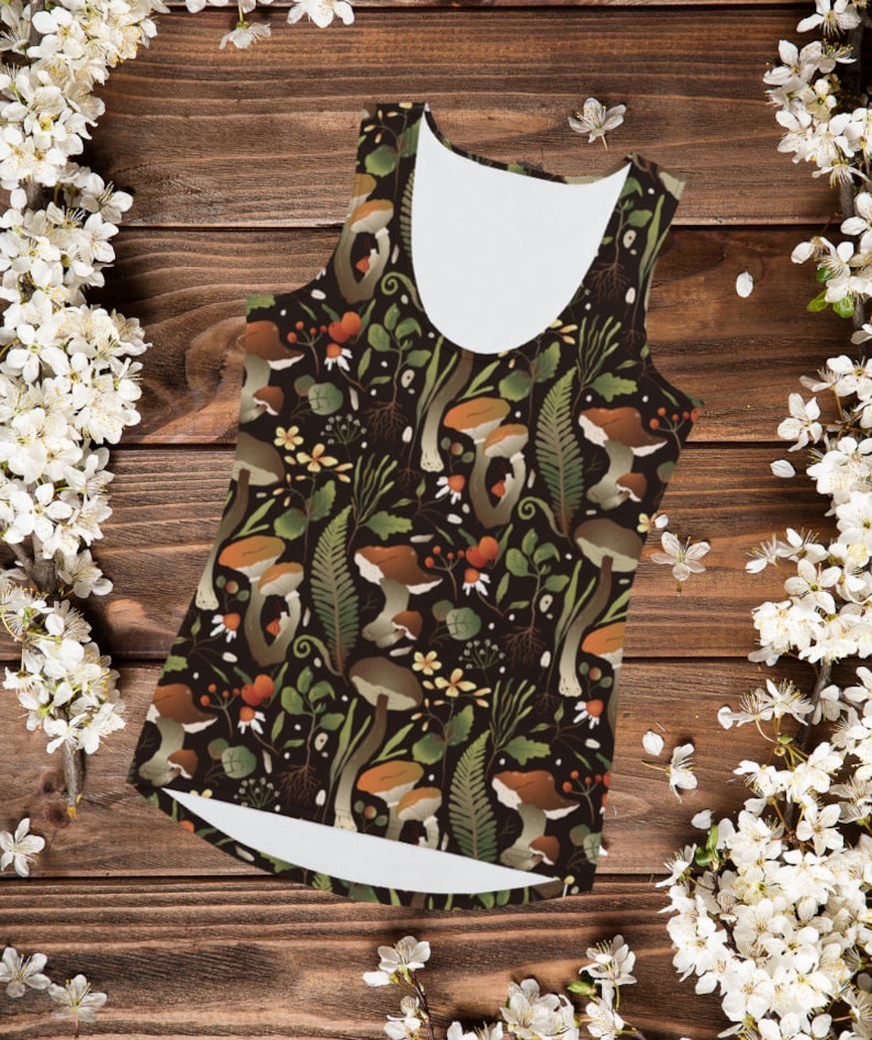 Woodland Mushroom Tank Top / Cottagecore Fungi Short / - Etsy