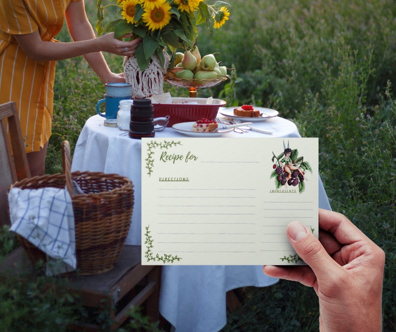 Cottagecore Berry Fairy Recipe Card / Printable Recipe Card / Digital ...