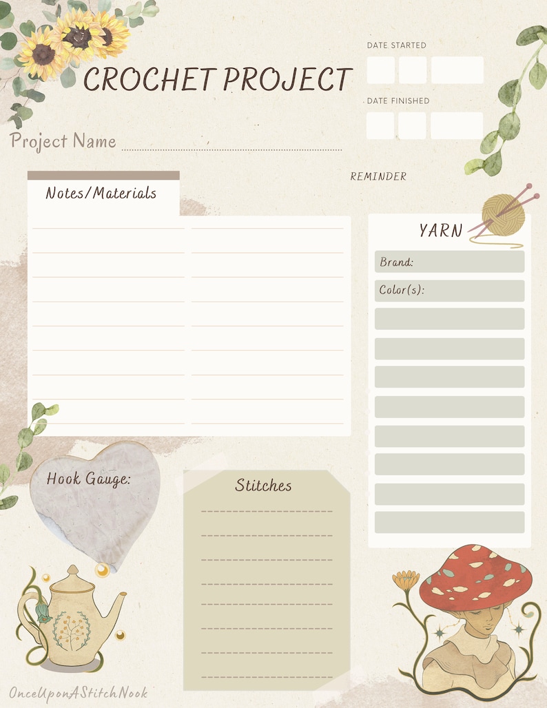 Printable Cottagecore Crochet Pattern Template for Personal - Etsy