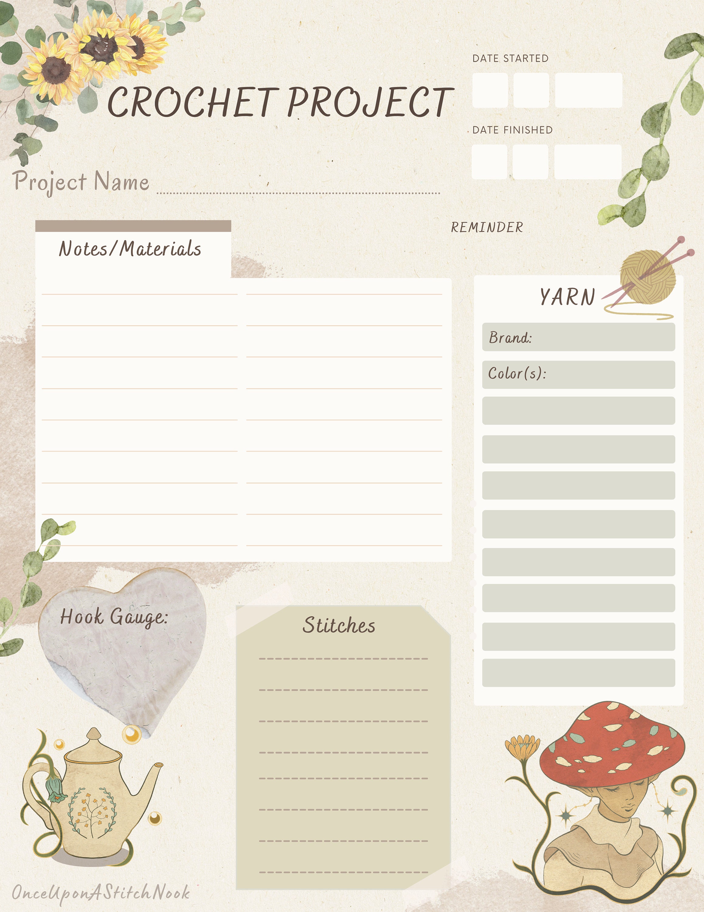 Printable Cottagecore Crochet Pattern Template for Personal Use ...