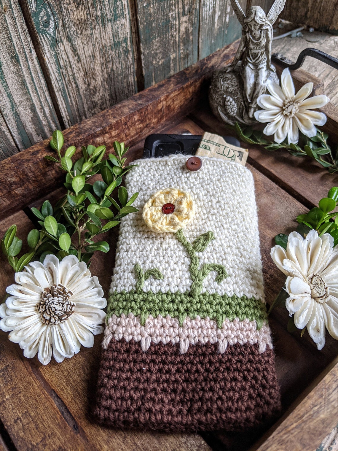 Cottagecore Sunflower Cell Phone Purse/phone Cover Holder/ Fairy Teen ...