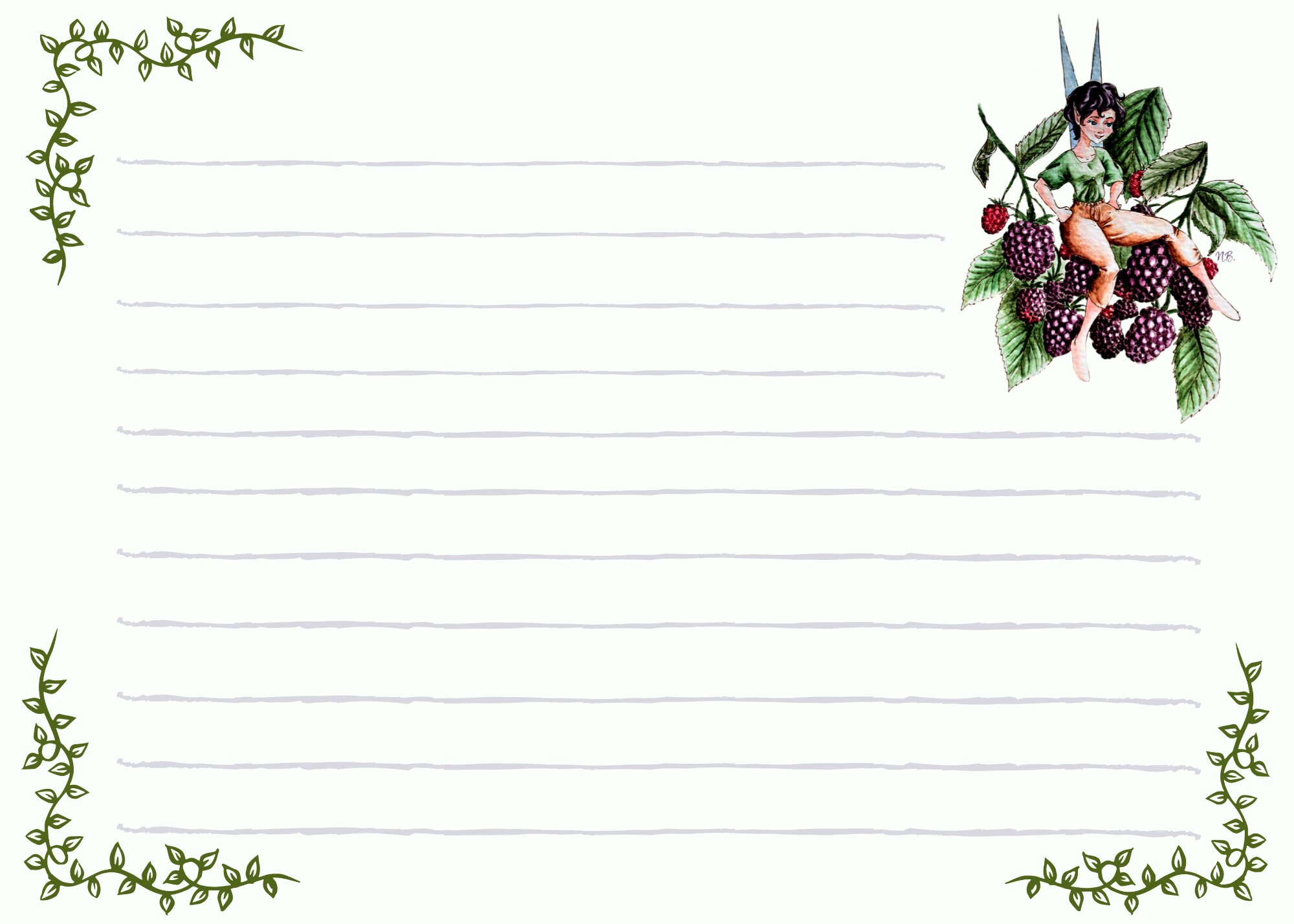 Cottagecore Berry Fairy Recipe Card / Printable Recipe Card / Digital ...