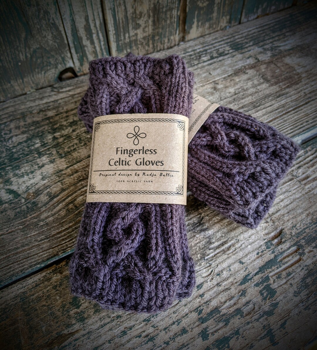 Knit Celtic Fingerless Gloves, Arm Warmers Dark Gray, Outlander Texting ...