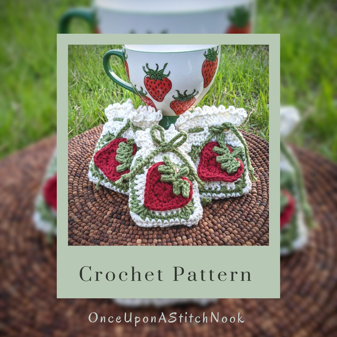 Crochet Strawberry Sachet Pattern / Intermediate Crochet Instructions ...