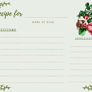 Cottagecore Strawberry Fairy Recipe Card / Printable Recipe Card ...