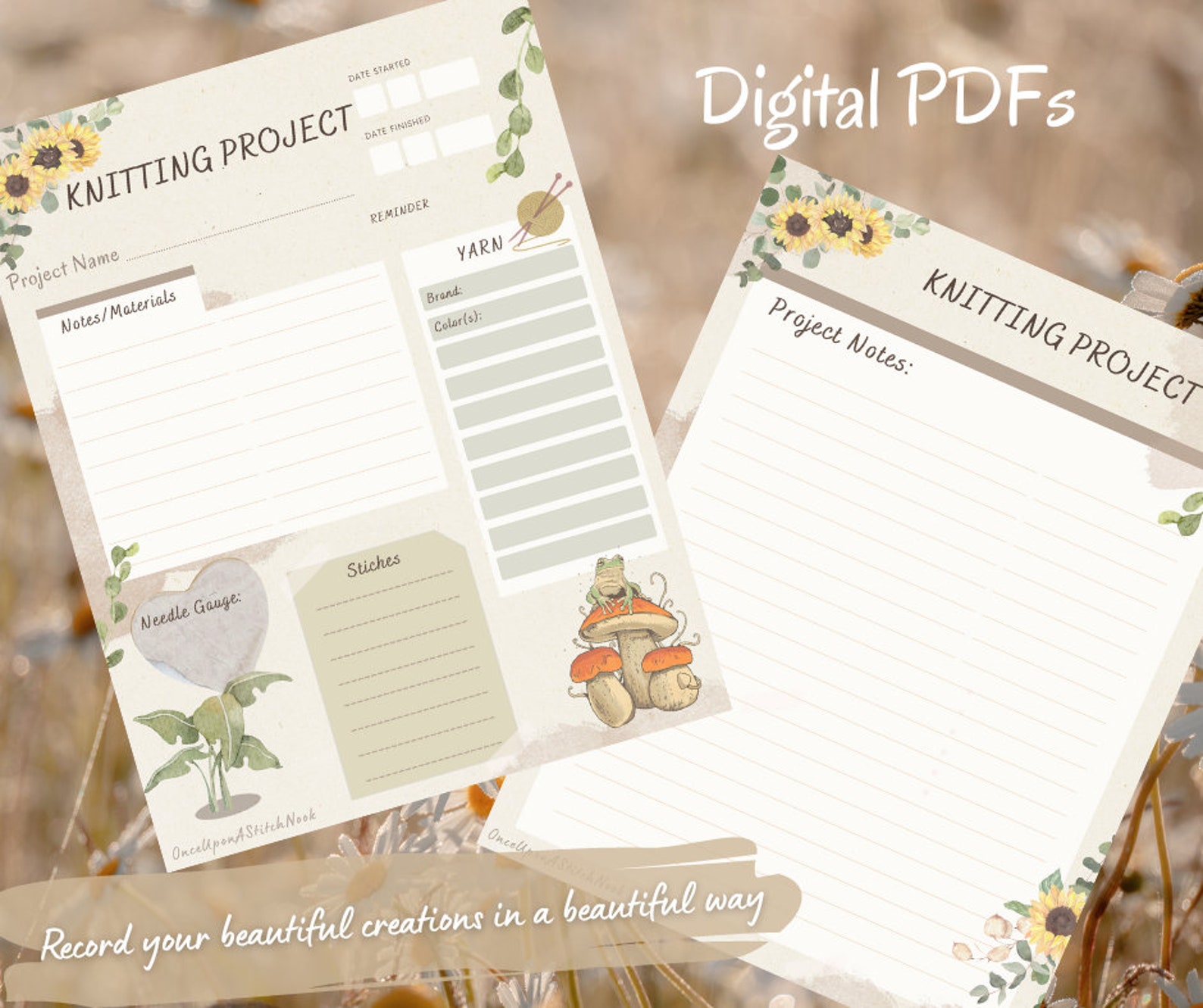 Printable Cottagecore Knitting Pattern Template for Personal Use ...