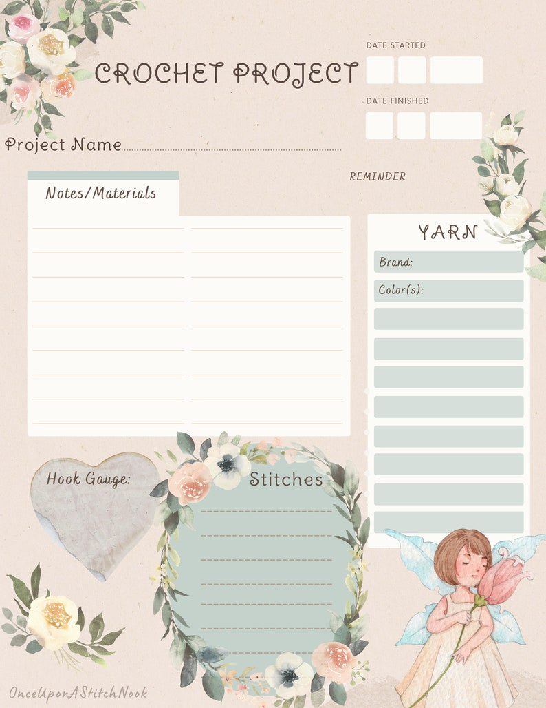 Printable Cottagecore Crochet Pattern Template for Personal - Etsy