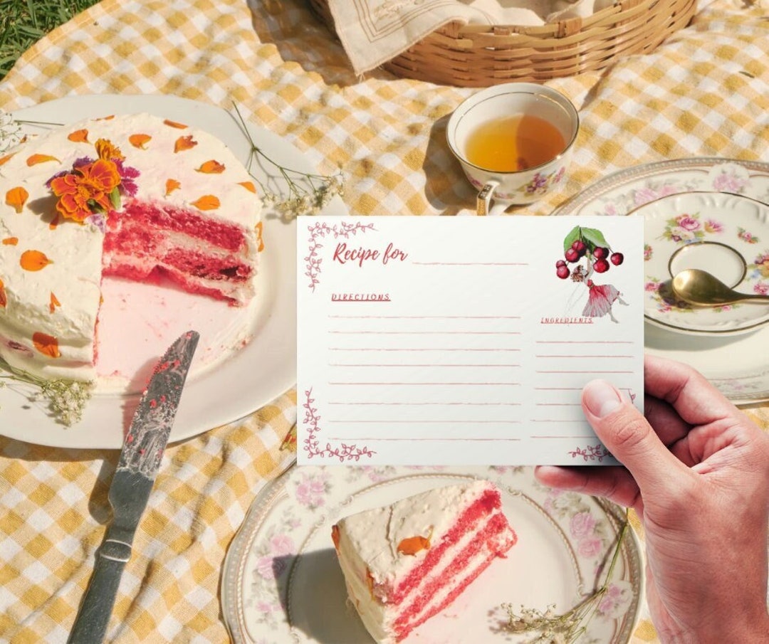 Cottagecore Cherry Fairy Recipe Card / Printable Recipe Card / Digital ...
