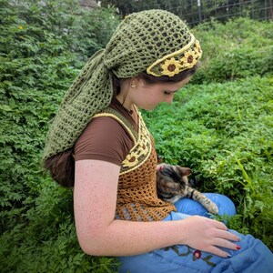 Crochet Cottage Sunflower Head Wraps Pattern / Crochet Durag ...