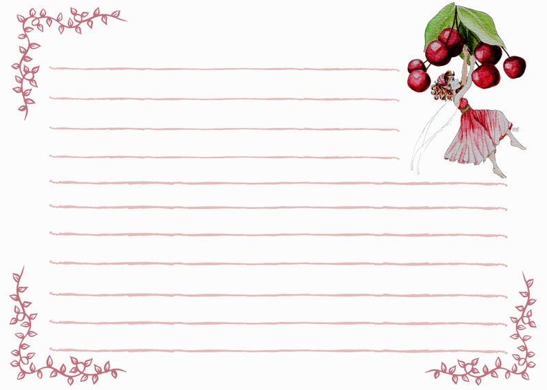 Cottagecore Cherry Fairy Recipe Card / Printable Recipe Card / - Etsy