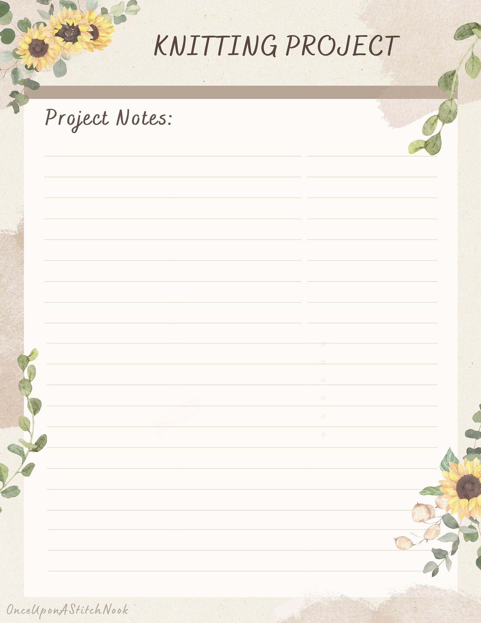 Printable Cottagecore Knitting Pattern Template for Personal Use ...